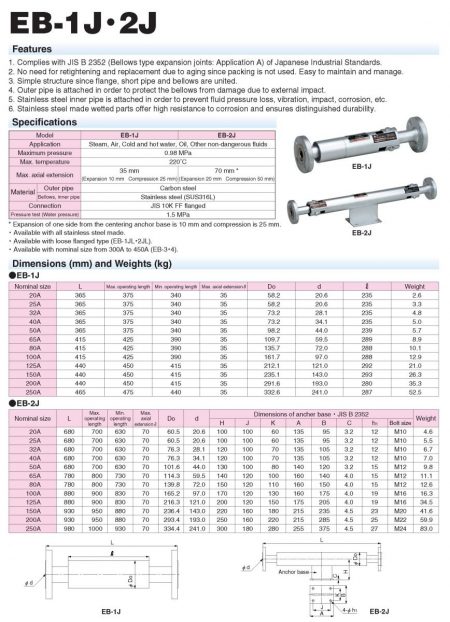 Expansion Join & Flexible joints, YOSHITAKE EB-1J / 2J - KC Mahanakorn Co.,Ltd.