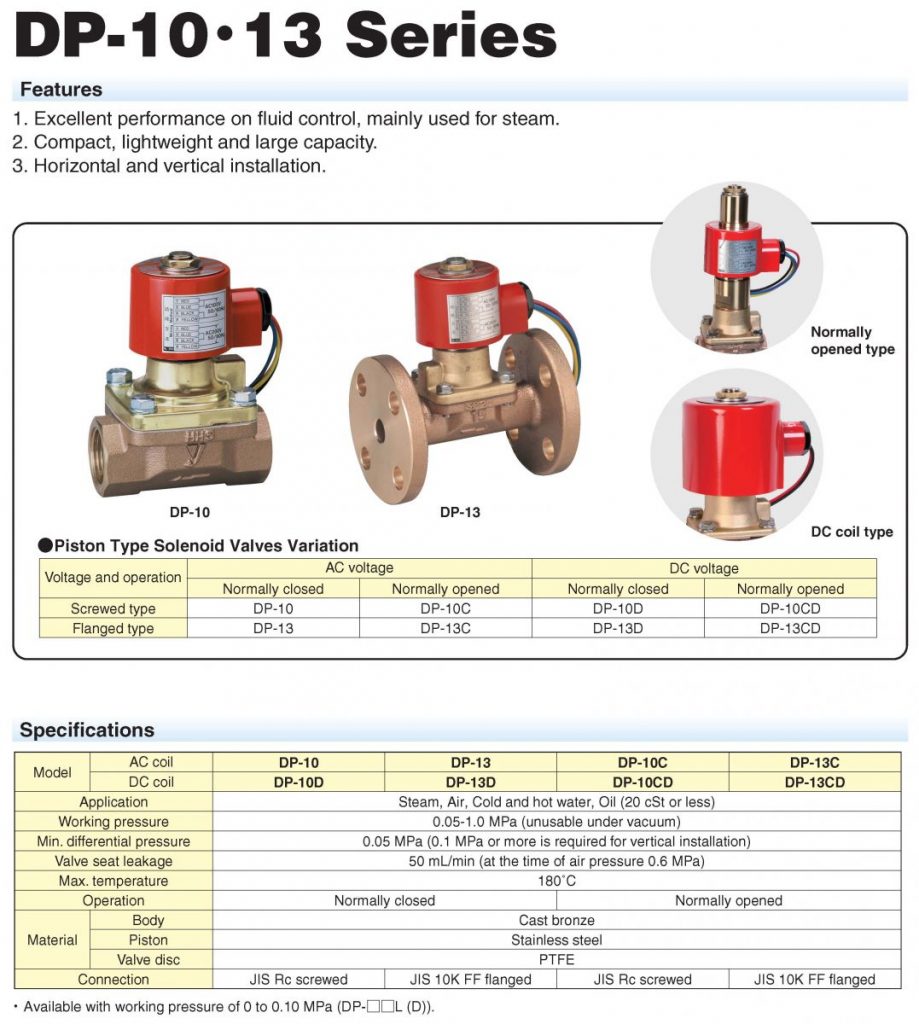 Solenoid Valve & Motor Valve, YOSHITAKE DP-10 / 13 - KC Mahanakorn Co.,Ltd.