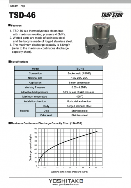 Steam Trap, YOSHITAKE TSD-46 (Socket weld) - KC Mahanakorn Co.,Ltd.