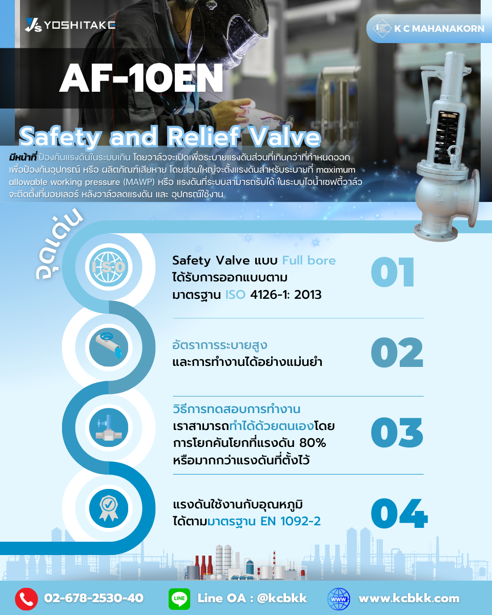 4 จุดเด่น Safety and Relief Valve ( AF-10EN ) - KC Mahanakorn Co.,Ltd.