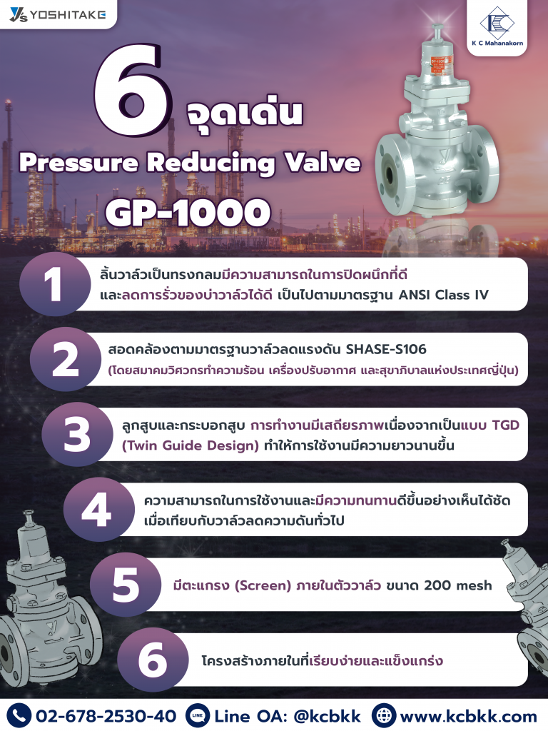 6 จุดเด่น Pressure Reducing Valve รุ่น GP-1000 - KC Mahanakorn Co.,Ltd.